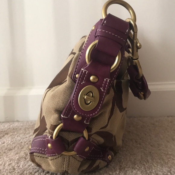 Coach | Bags | Coach Bag With Coach Logo And Purple Leather | Poshmark
